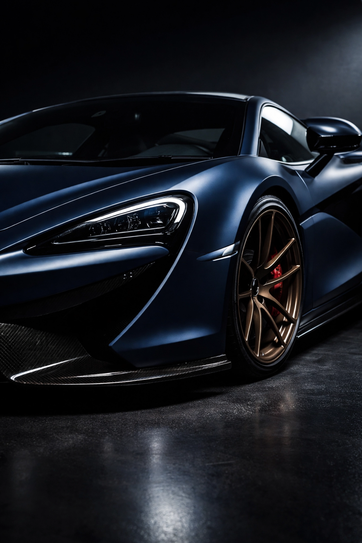 Close-up of sports car with matte blue color change wrap in ...